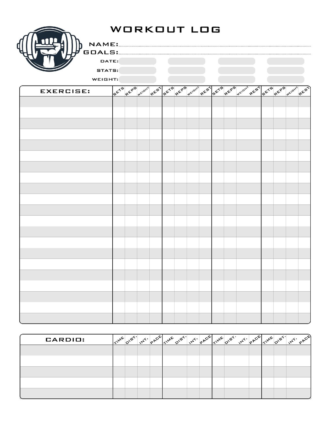 Printable Weight Loss Journal Simple Body Measurement Tracker - Etsy