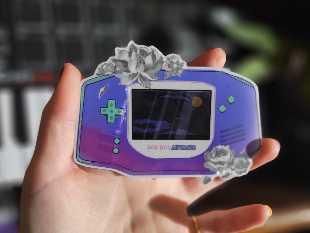 Sad Boy Sticker | Game Boy Sticker | Floral Sticker | Vinyl Laminated ...