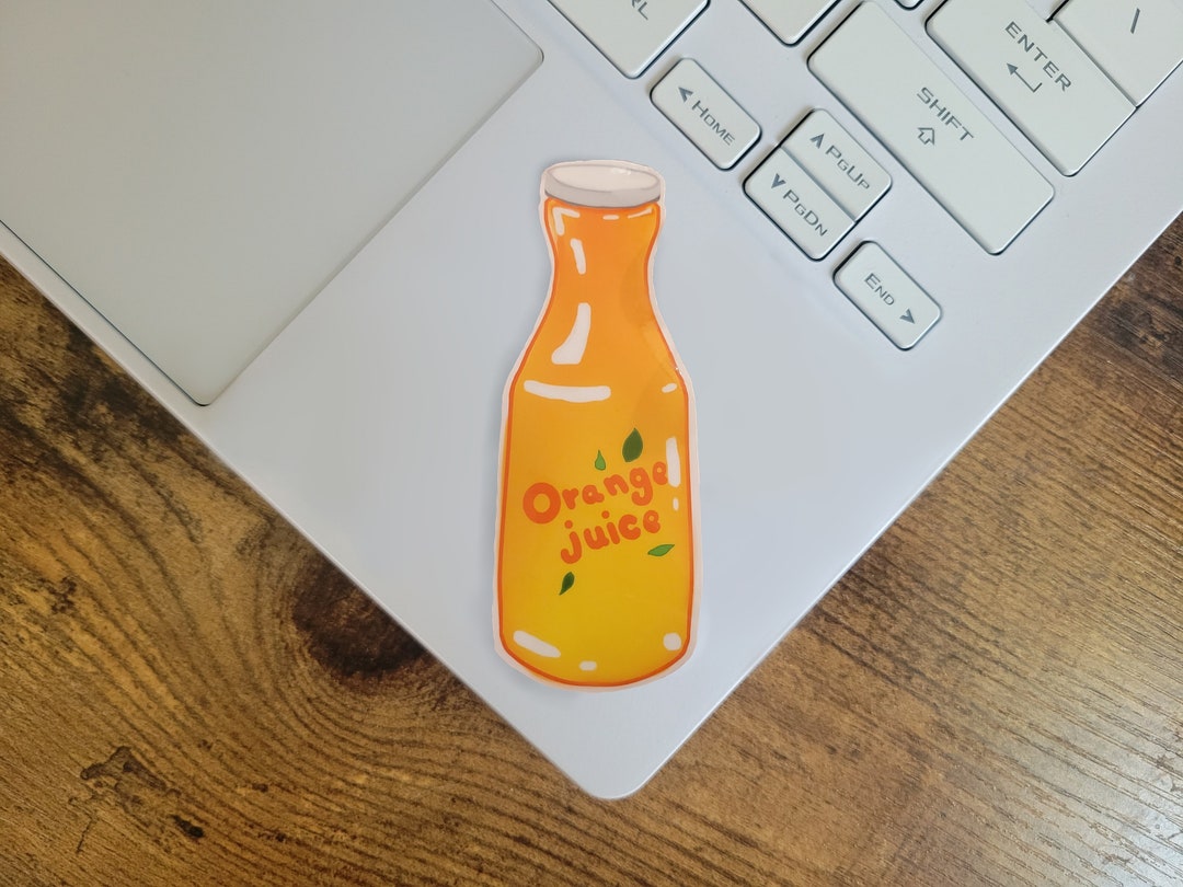 Orange Juice Sticker | Juice Sticker | Vinyl Laminated Sticker | Laptop ...