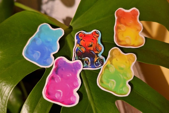 Gummy Bear Sticker Pack 5 Count Cute Gummies Tiny - Etsy