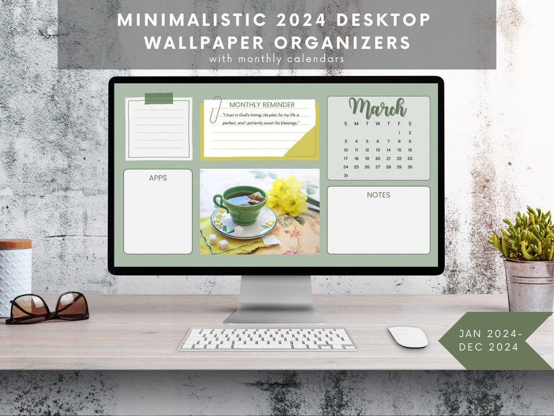 2024 Desktop Wallpaper Organizers, Desktop Organizer, Cozy Aesthetic ...