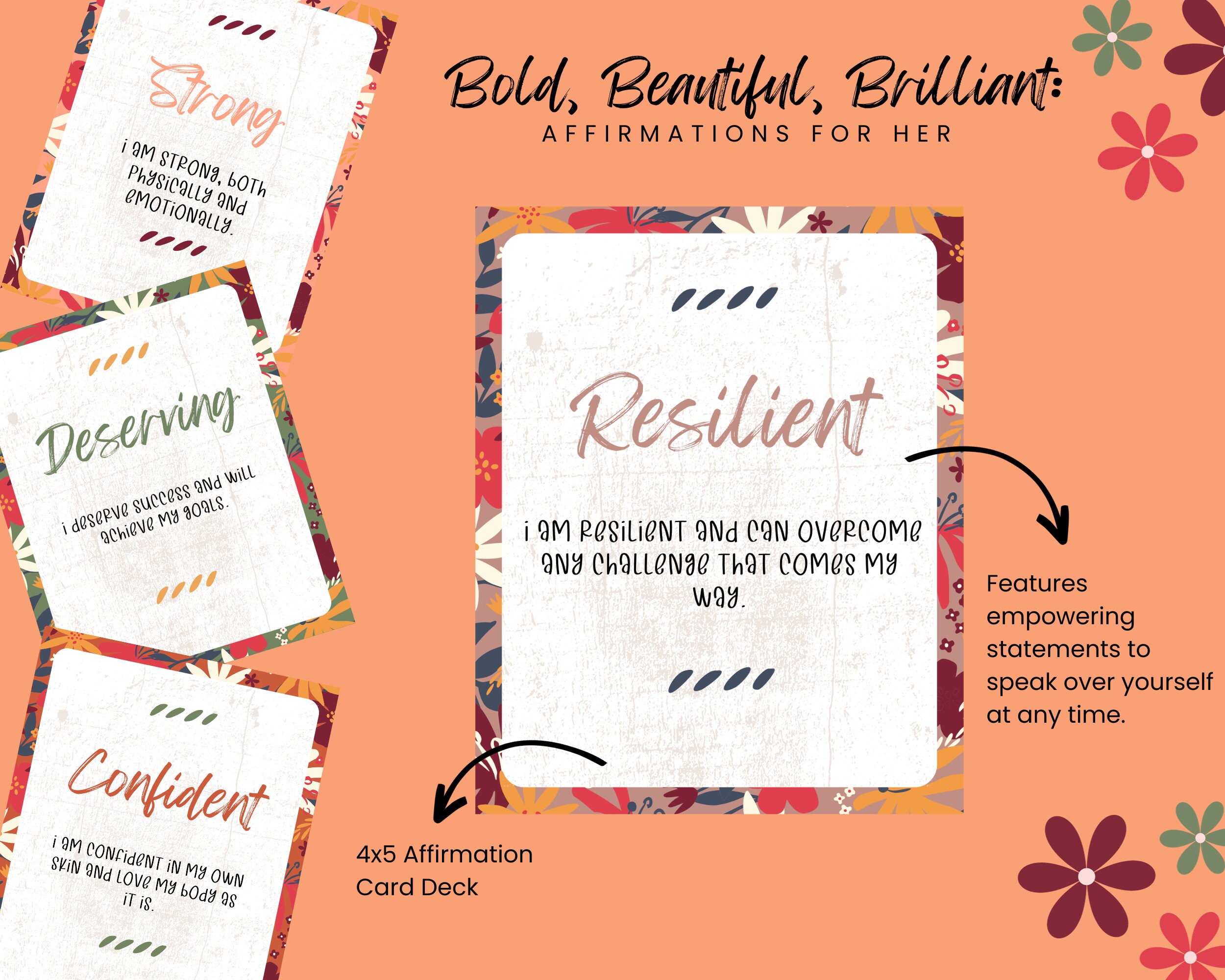 Printable Affirmation Cards for Women, Inspirational Quote Cards, Card ...