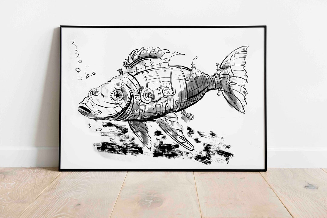 Original and Unique Ink Drawing of a Fish - Etsy Canada
