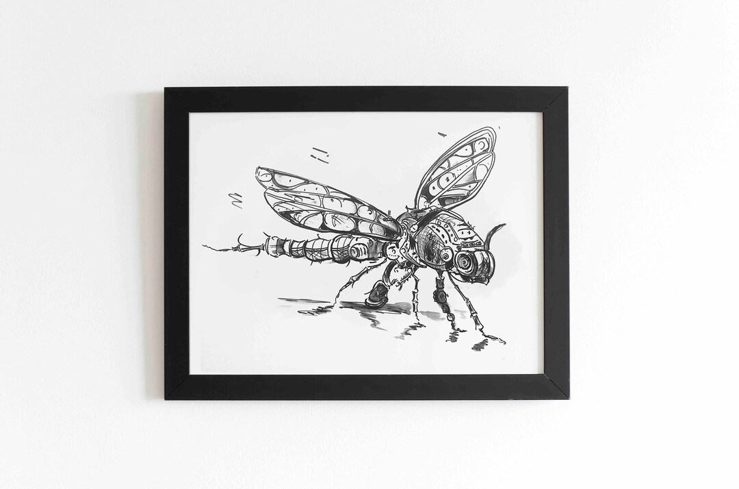 Original and Unique Ink Drawing of a Dragonfly - Etsy