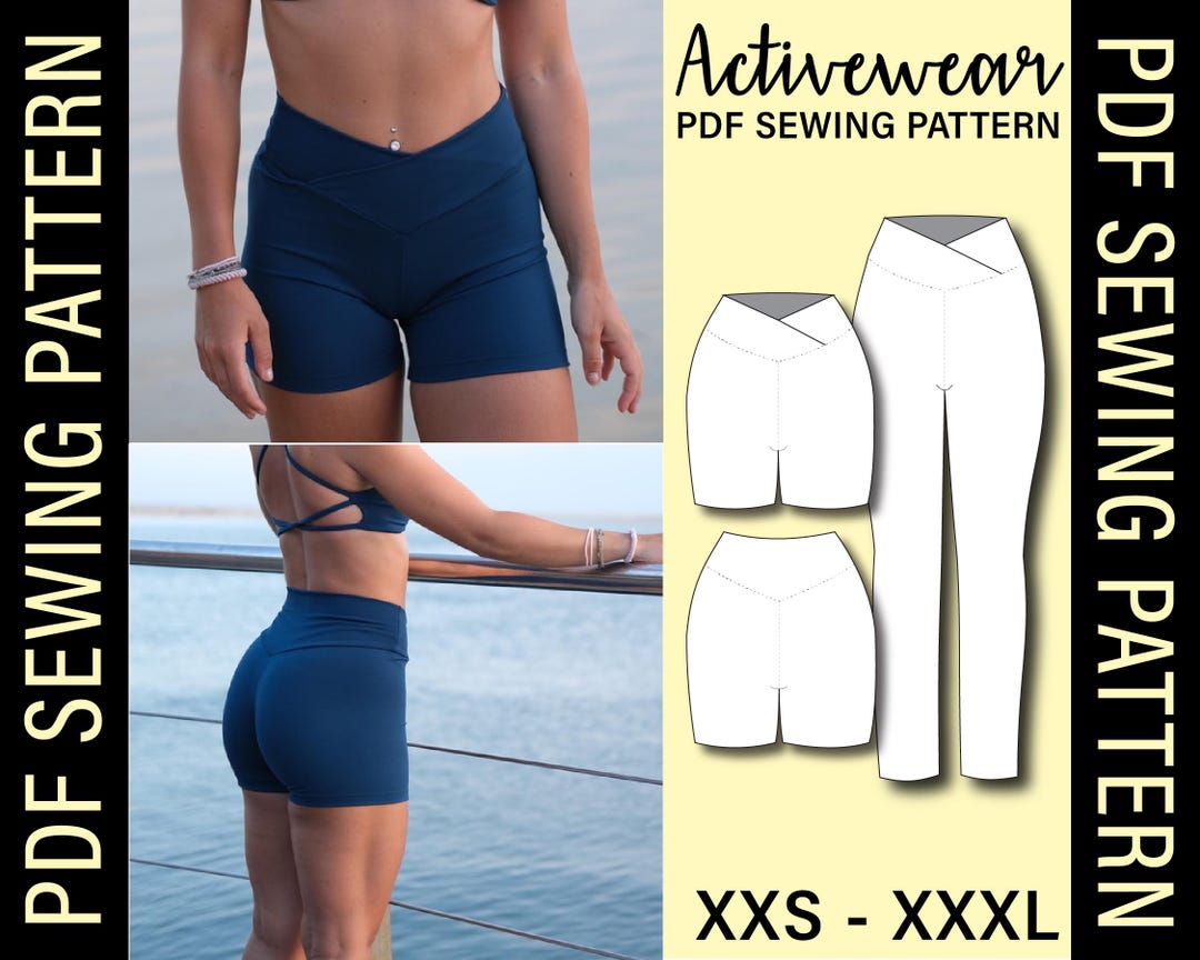 Crossover Gym Shorts and Leggings PDF Sewing Pattern | Make Your Own ...