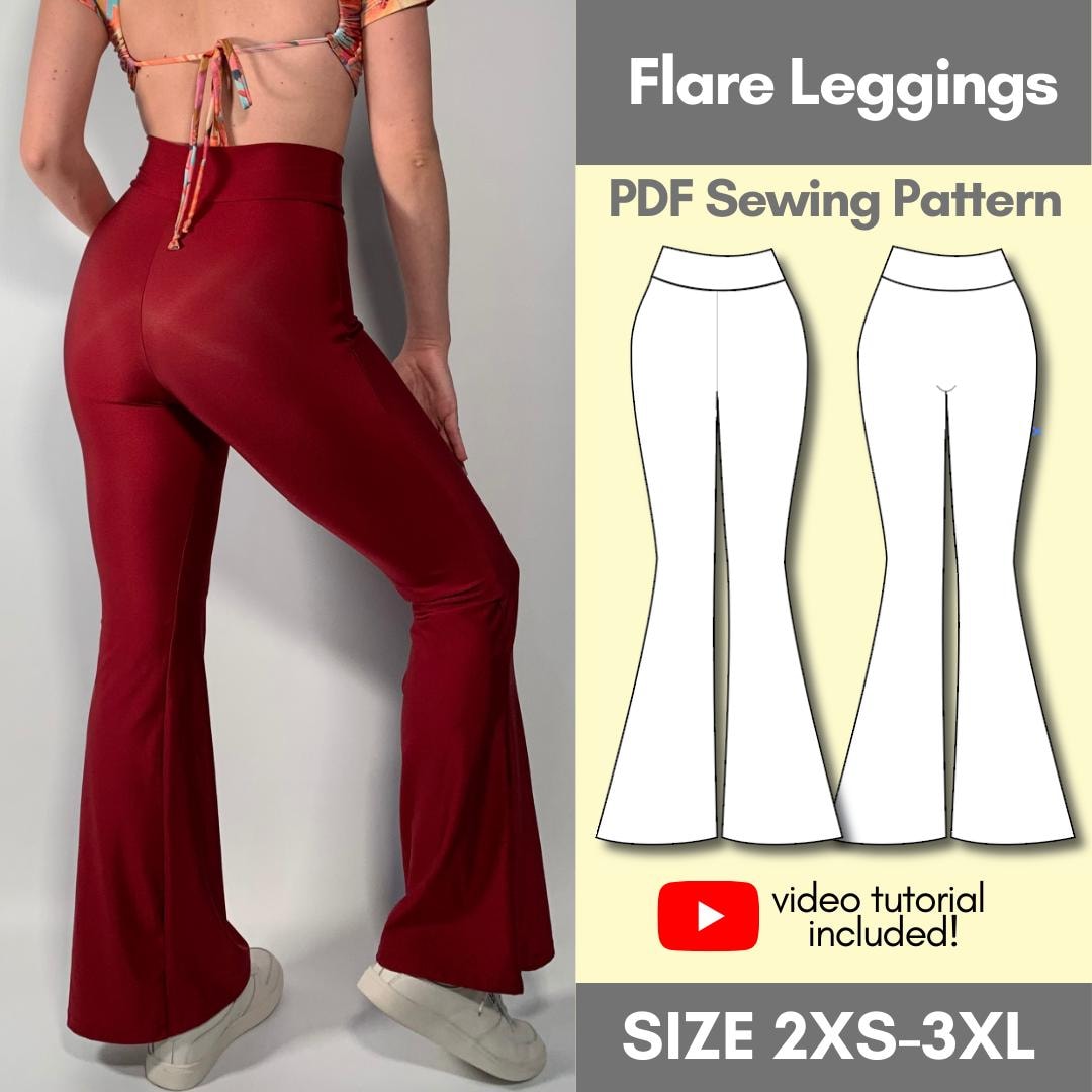 Flare Leggings Pdf Sewing Pattern | Make Your Own Activewear! - Etsy