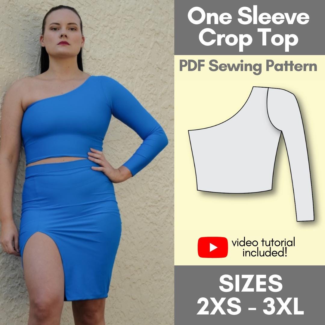 One Sleeve Crop Top PDF Sewing Pattern | Nat's Patterns - Etsy