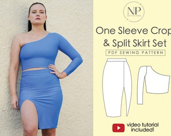One Sleeve Crop Top PDF Sewing Pattern Nat's Patterns - Etsy