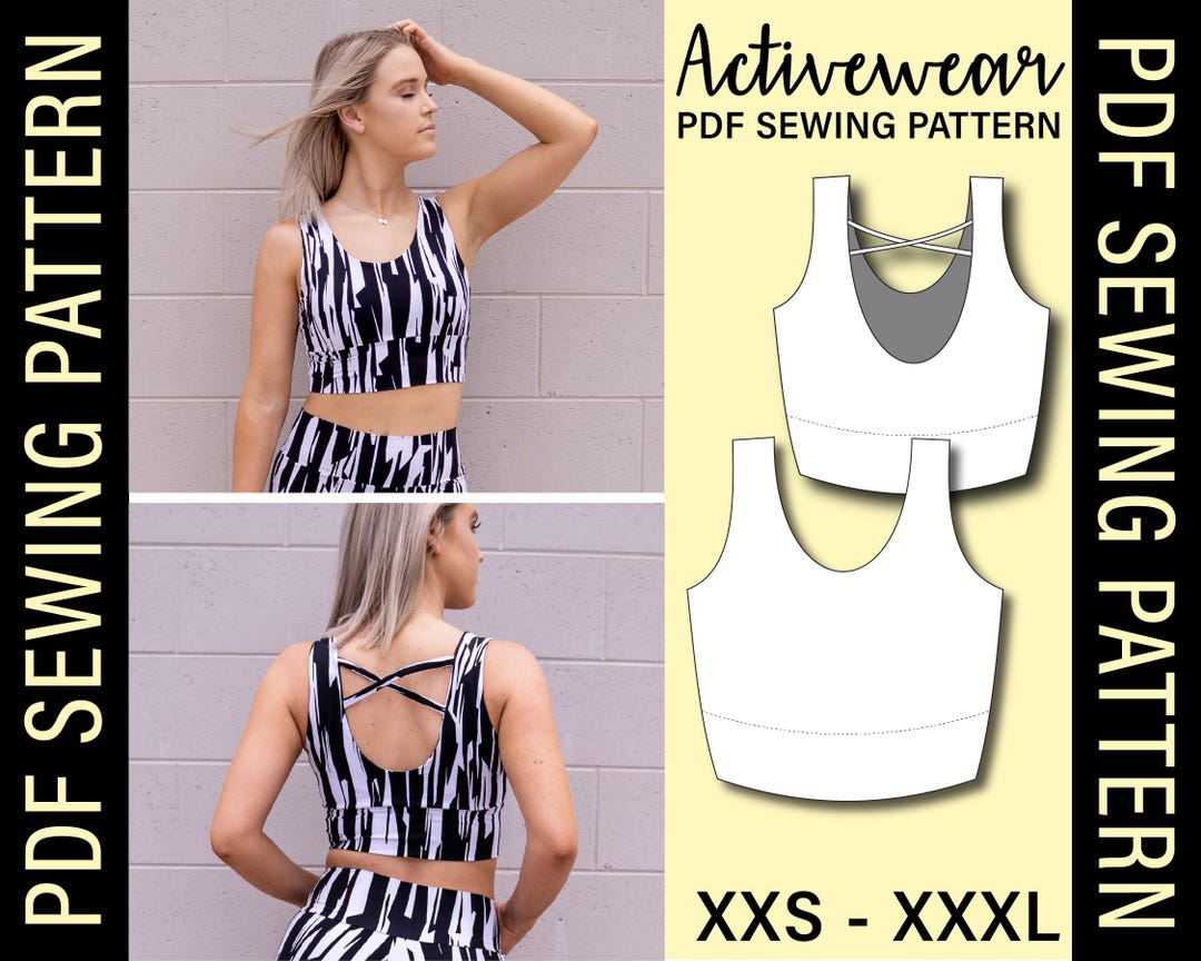 Cross Detail Crop Top PDF Sewing Pattern | Make Your Own Activewear! - Etsy