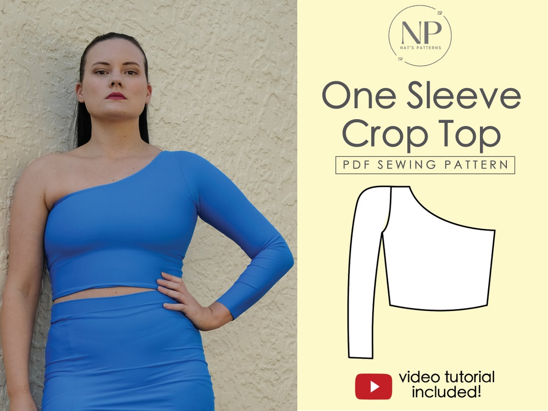 One Sleeve Crop Top PDF Sewing Pattern Nat's Patterns - Etsy