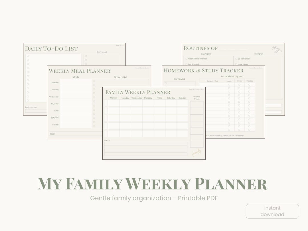 Family Weekly Planner Printable PDF | Home Organization, Kids Routines ...