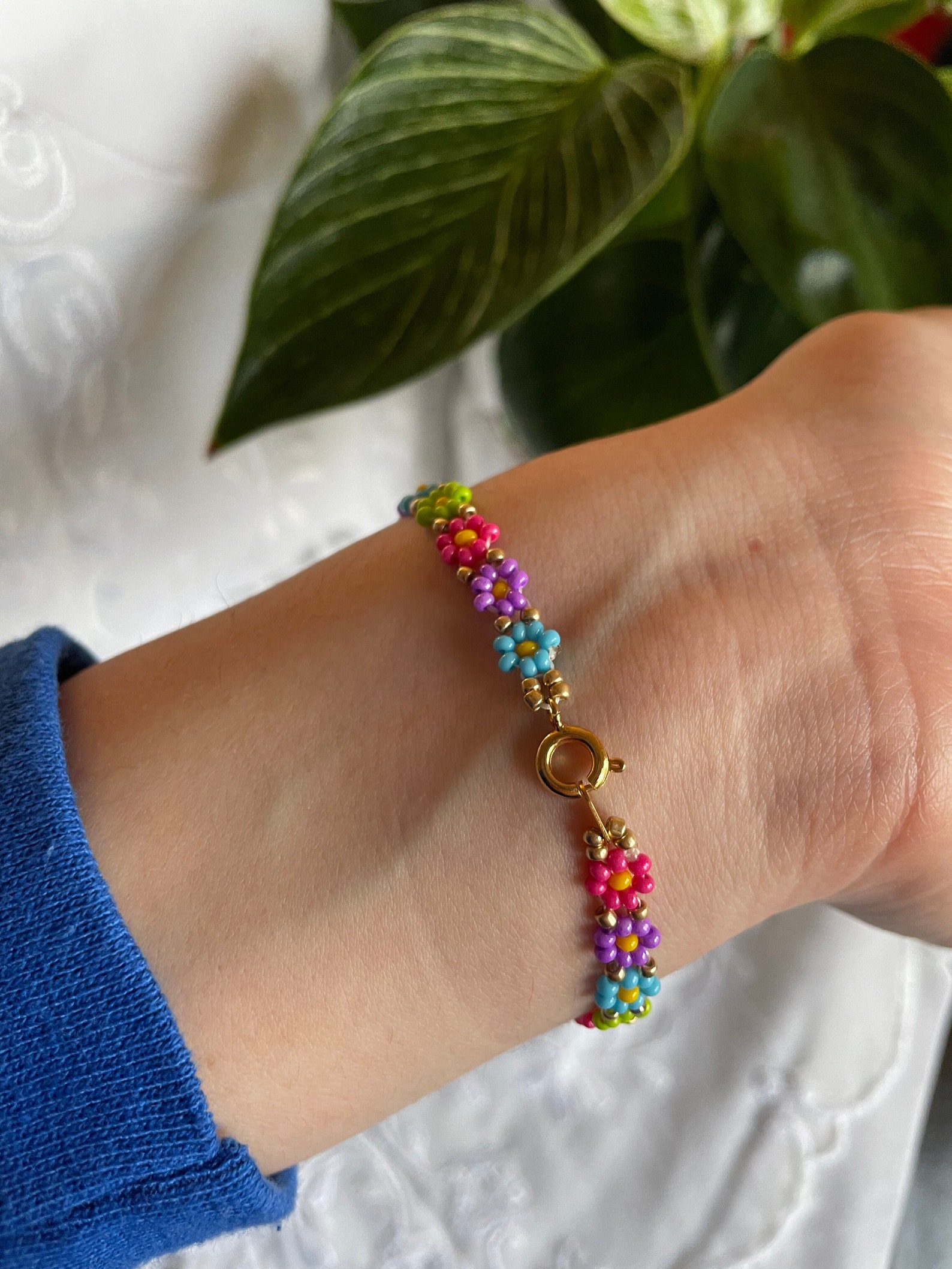 Daisy Chain Bracelet Customizable Dainty Minimalistic Handmade Jewelry ...