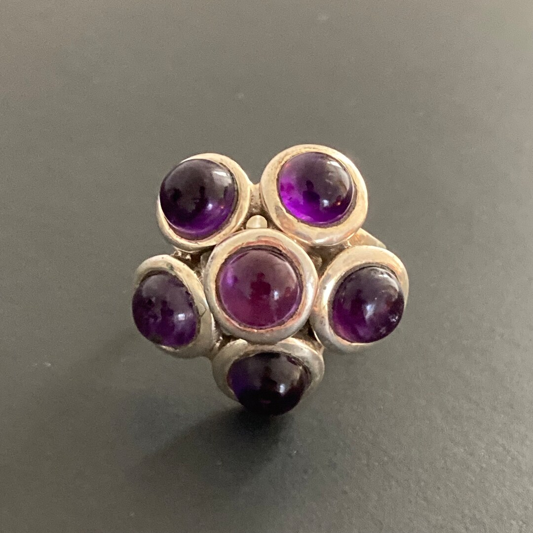 Sterling Silver Amethyst Ring Size 5, Vintage Sterling Amethyst Flower ...