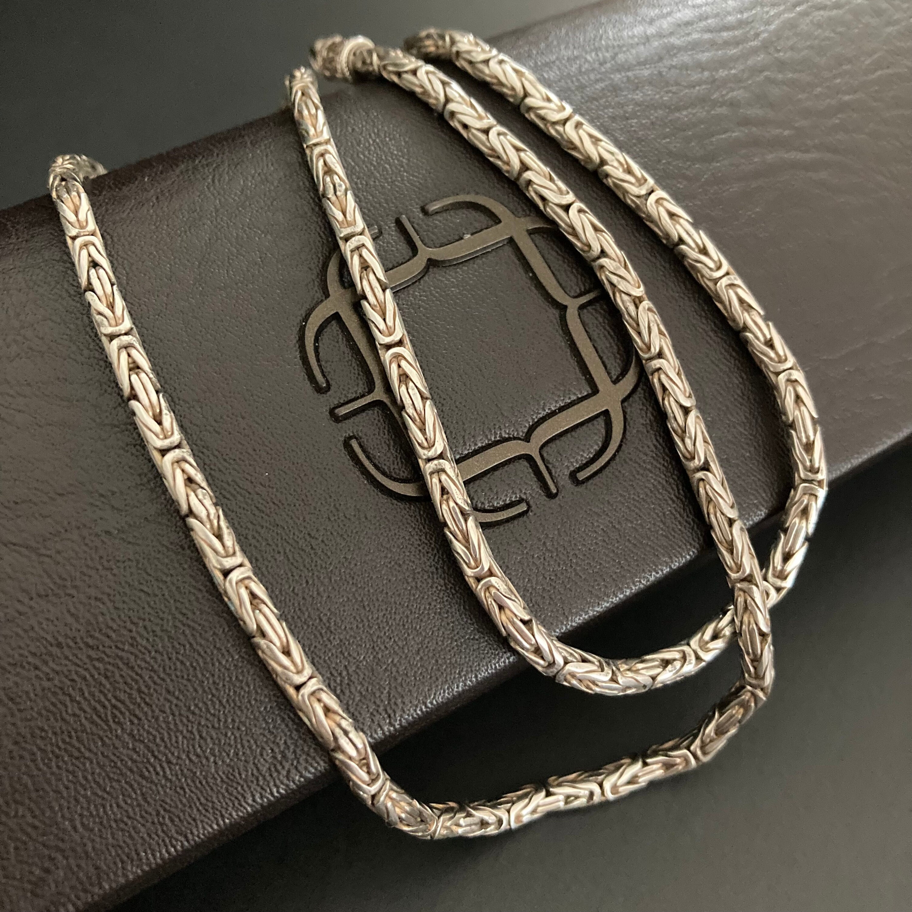 Vintage Sterling Silver Byzantine Box Chain 18 Inches, Handmade Silver ...