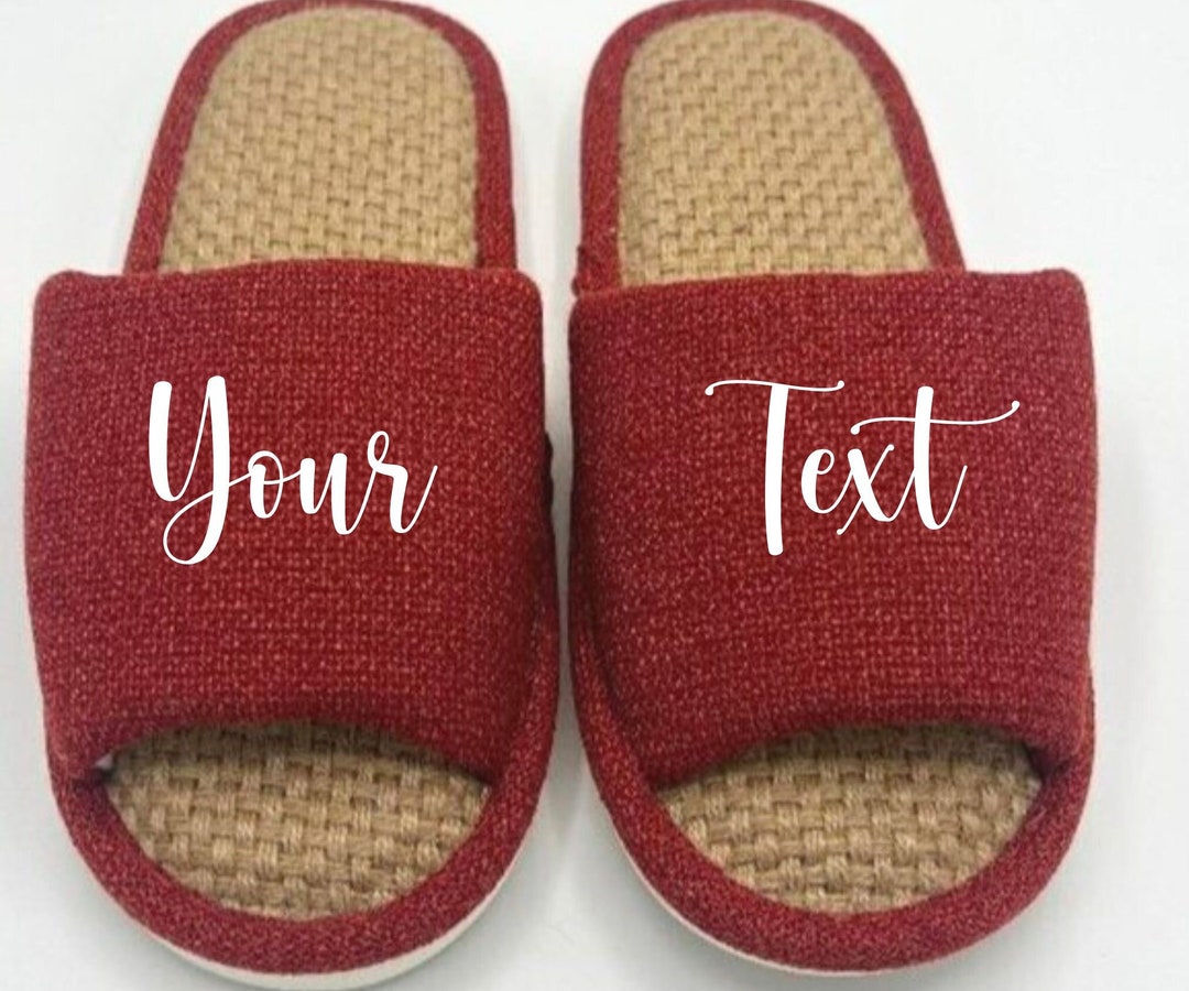 Personalized Linen Unisex Slippers, House Summer Comfortable Customized ...