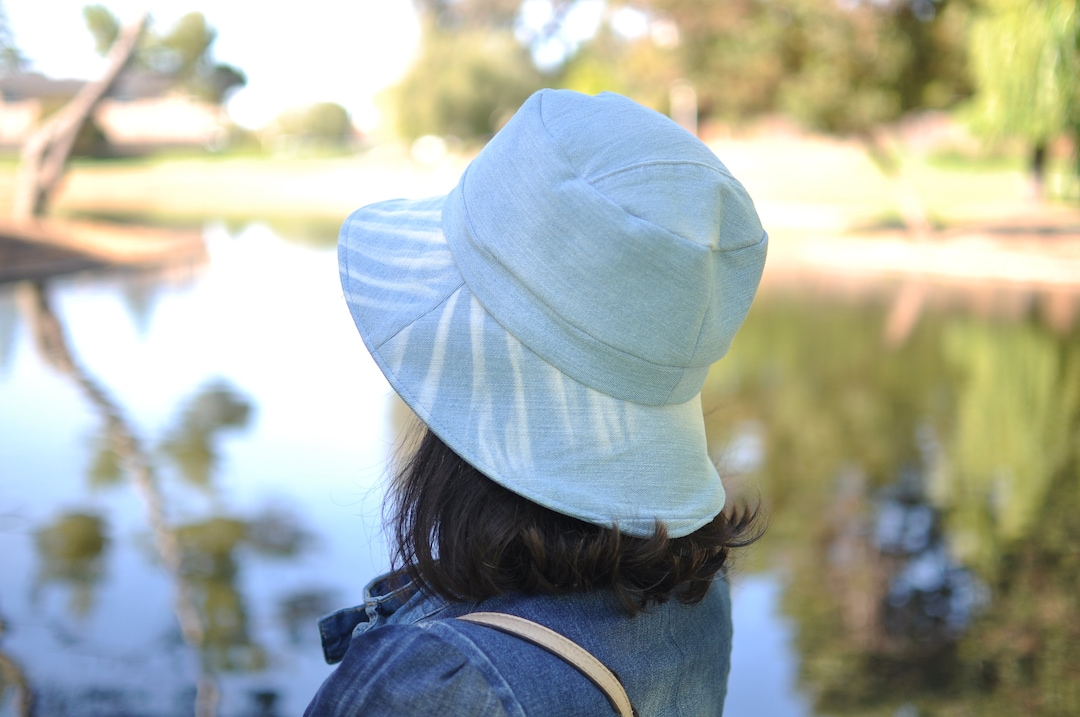 Upcycled Light Color Denim Bucket Hat With Bleach 23" Head ...