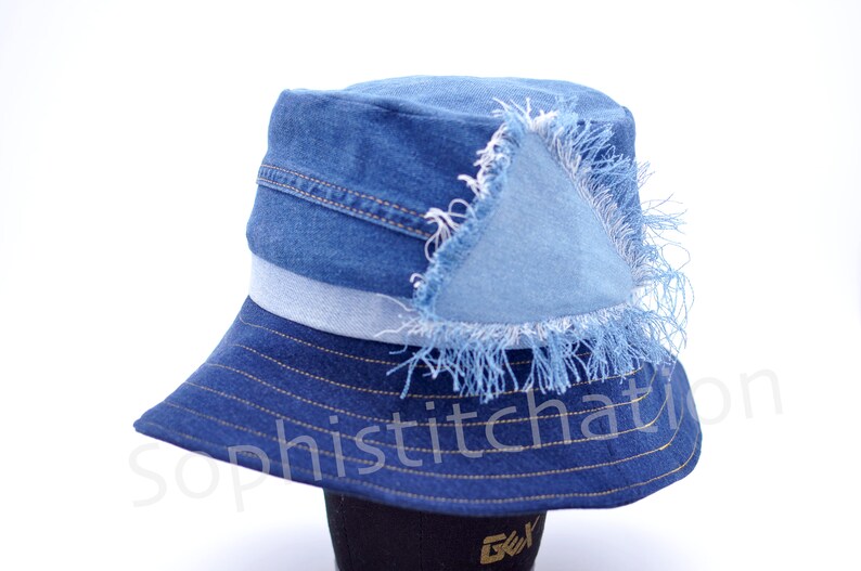 1 of 1 4-way-wear 4-tune-blue Handmade Fray and Stripe Detailed ...