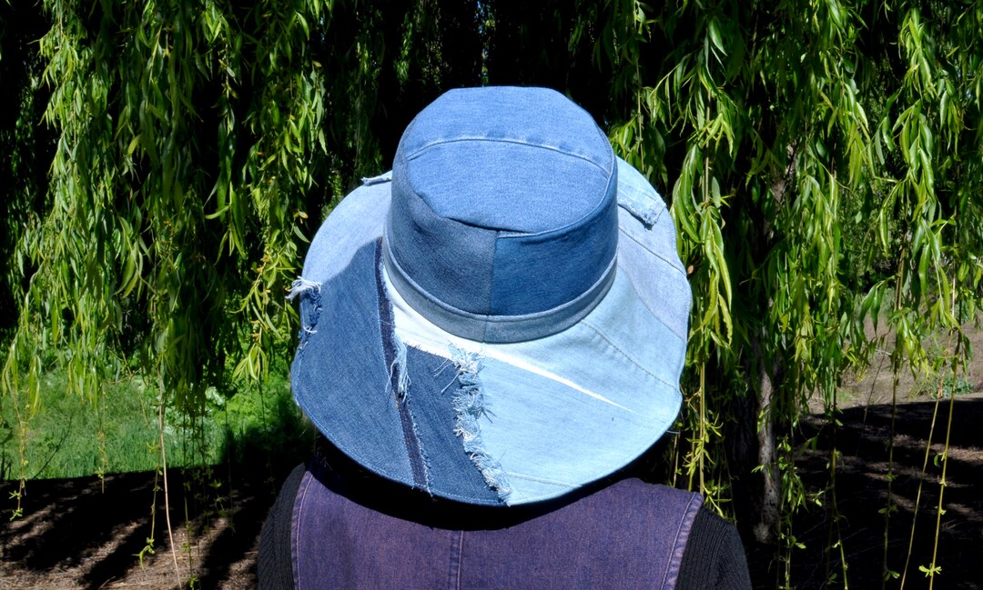 Women's Upcycled Denim Wide Brim Sun Hat One Size Only One 2223 Head ...