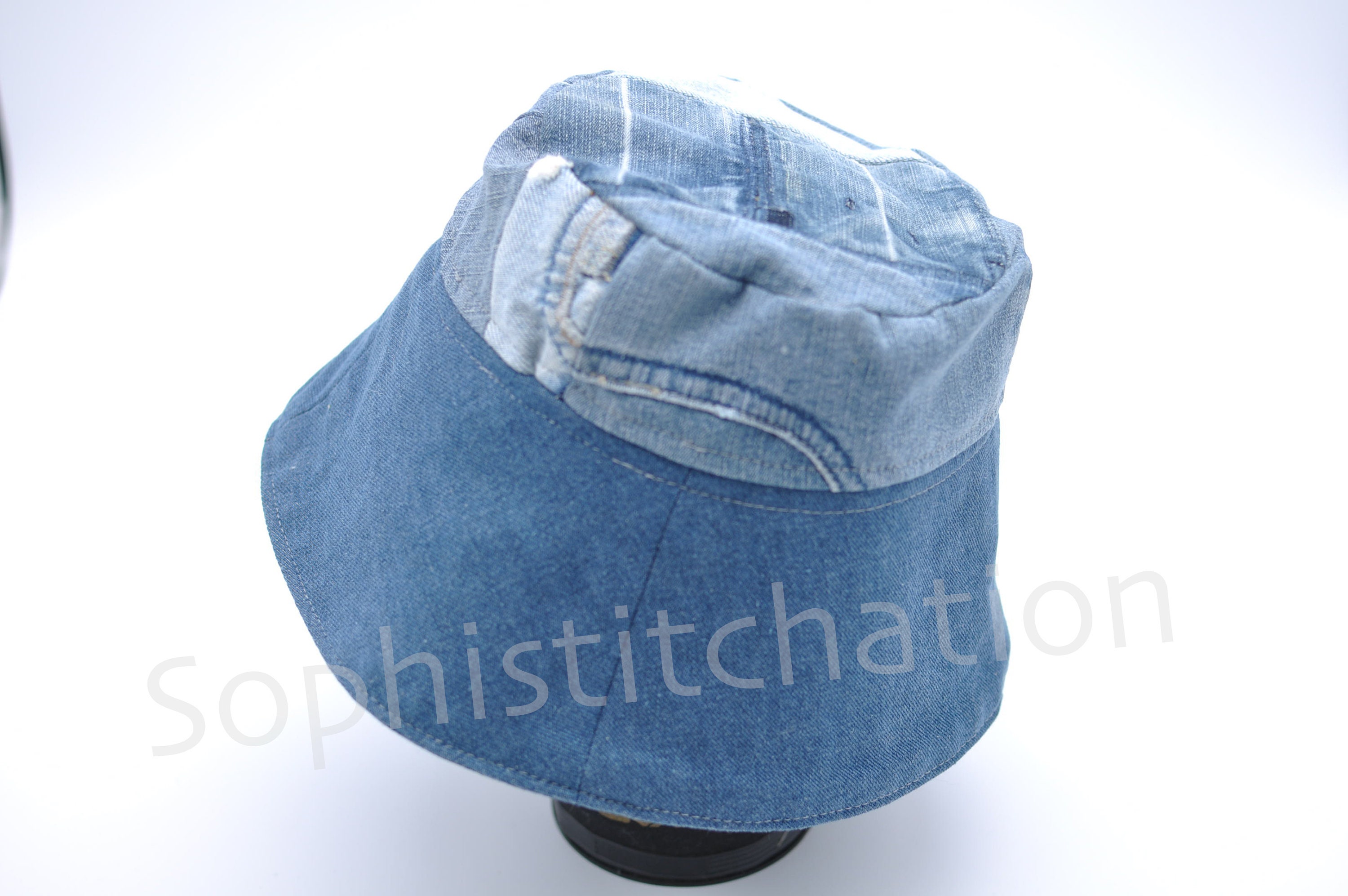 Two Color Contrast Upcycled Denim Bucket Hat - Etsy