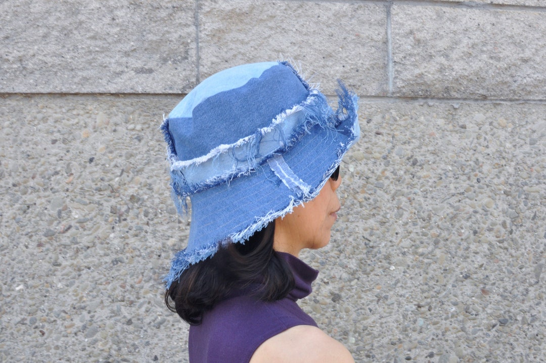 4-way-wear Distressed Denim Bucket Hat One Size Only ONE up to 23.25 ...
