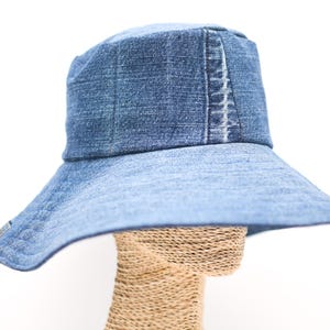 4-way-wear Handmade Upcycled Denim Wide Brim Sun Hat One Size up to 23 ...