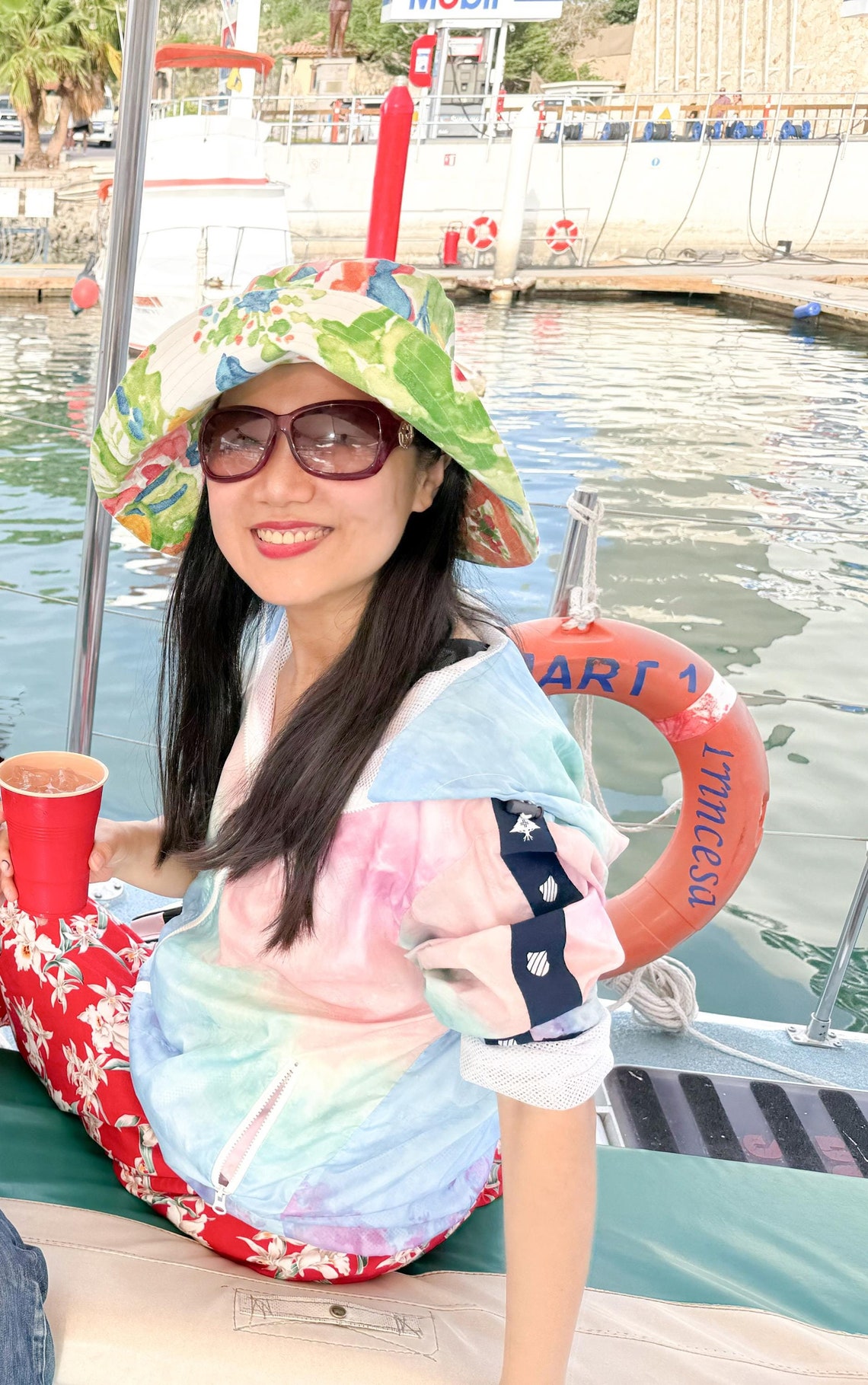 Handmade 4-way-wearing Floral Print Women's Sun Hat Wide Brim Hat ...