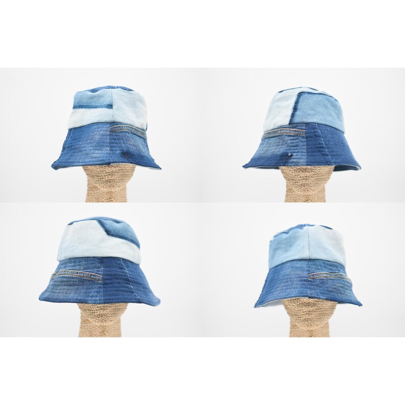 Contrast Color Upcycled Denim Bucket Hat for All Sizes - Etsy