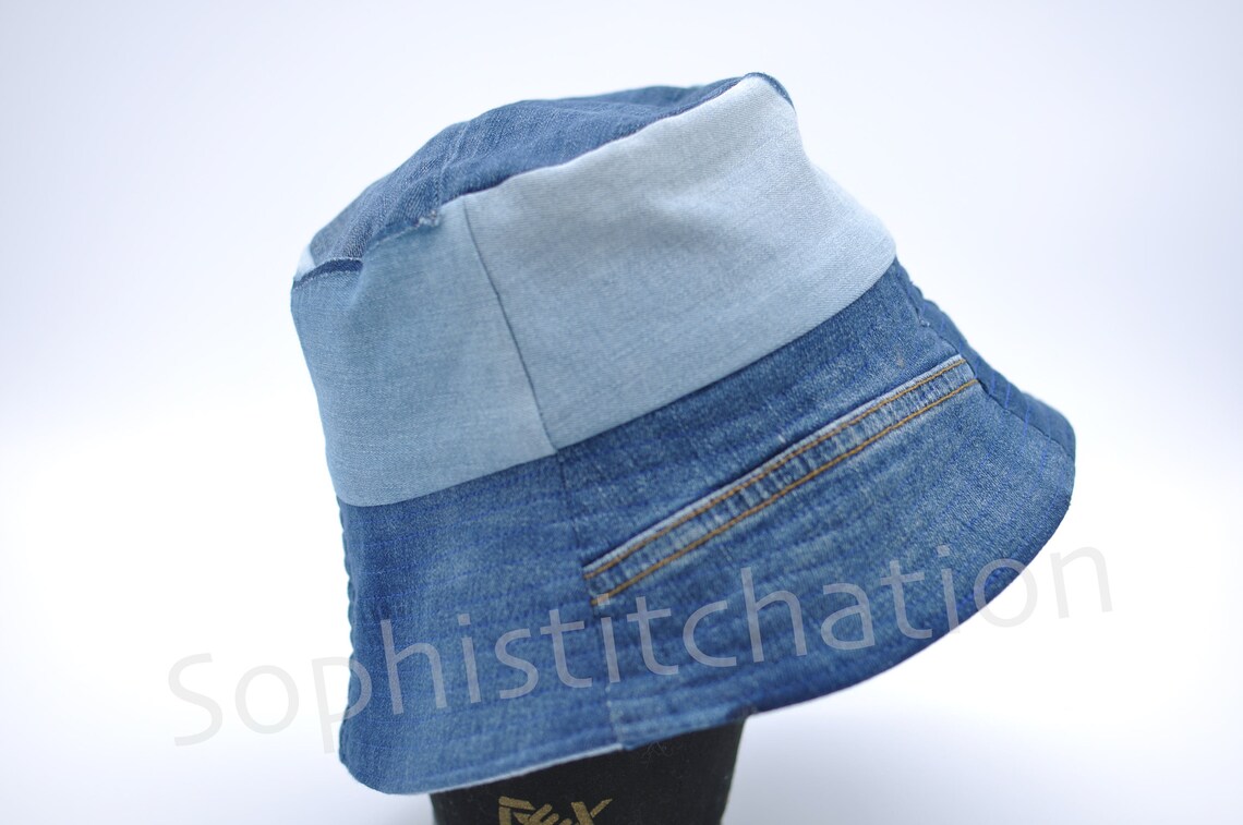 Contrast Color Upcycled Denim Bucket Hat for All Sizes - Etsy