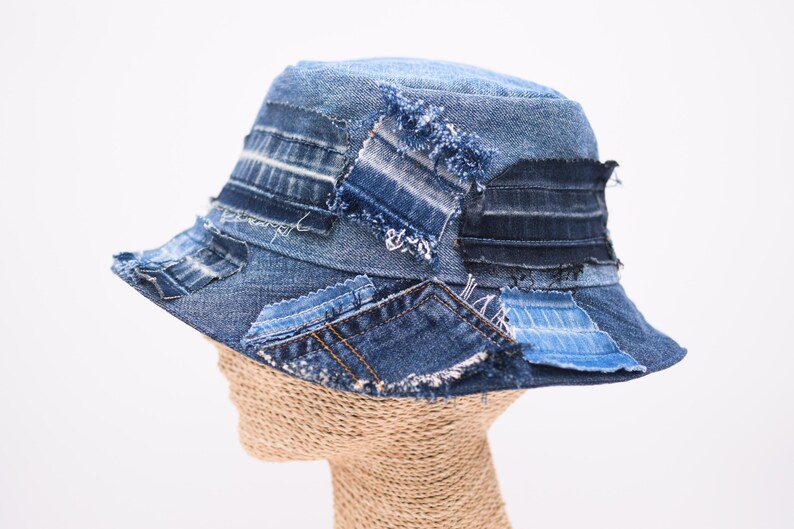 Upcycled Patchwork Denim Bucket Hat: 4-way-wear, Handmade - Etsy