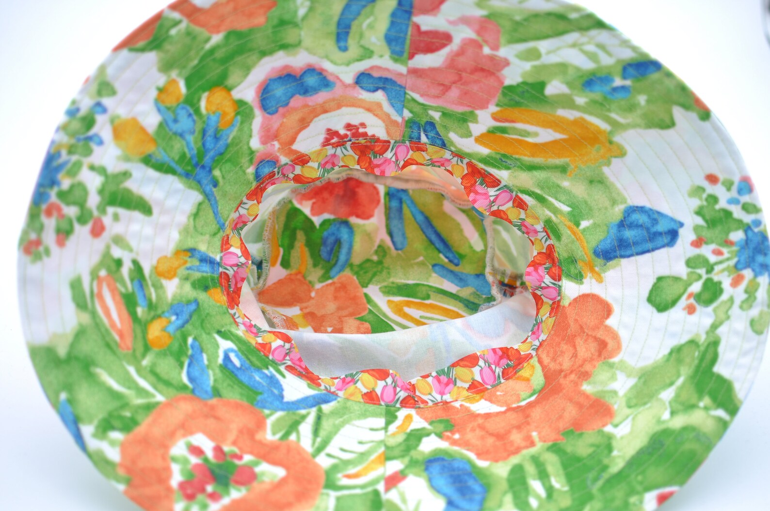 Handmade 4-way-wearing Floral Print Women's Sun Hat Wide Brim Hat ...