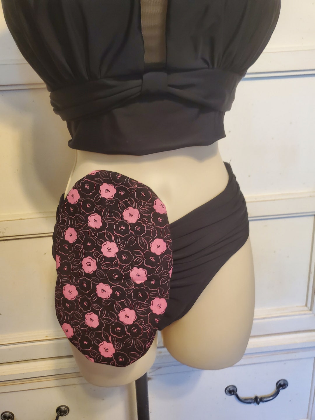 Black With Pink Flowers Ostomy Bag Cover - Etsy
