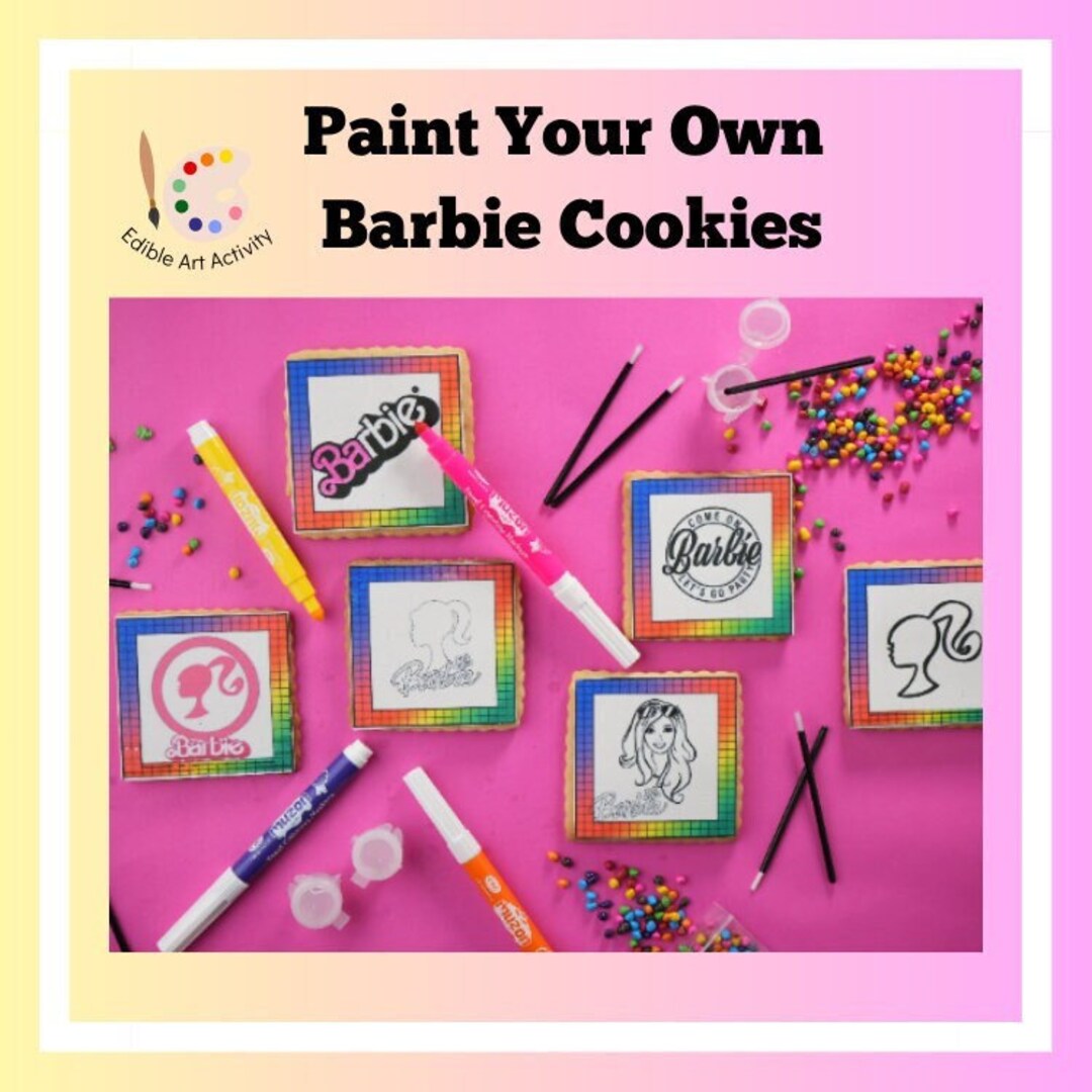 Edible Cookie Coloring Paint Kit, Barbie Cookies Art Activity for Girls ...