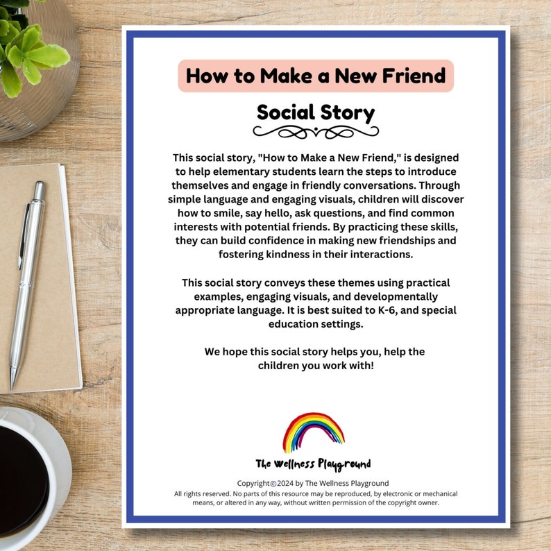 How to Make a New Friend Social Story: Elementary Social Skills (PDF ...