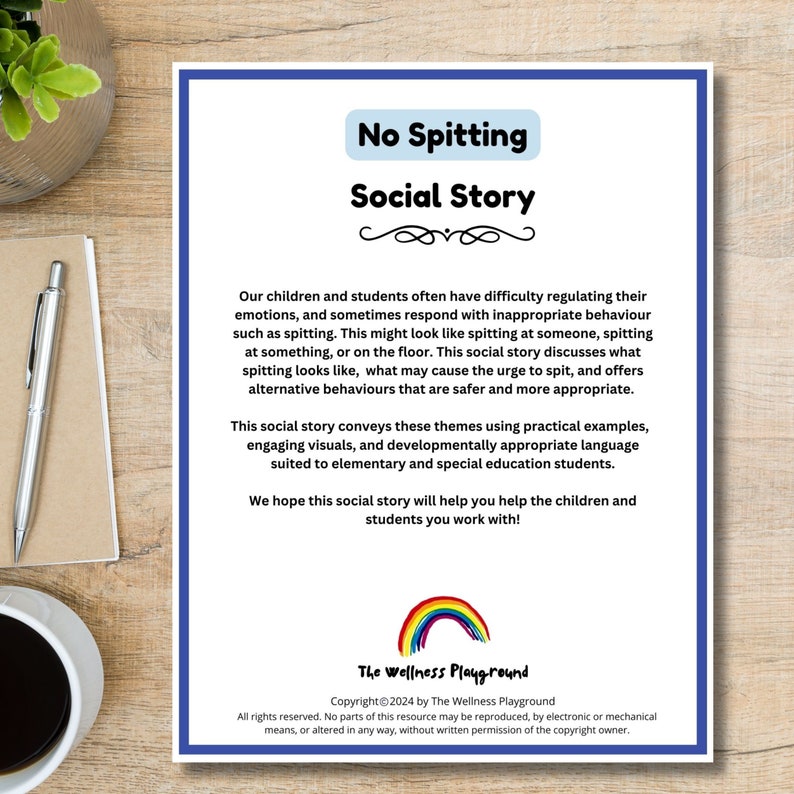 No Spitting Social Story: Autism & ADHD Classroom Behavior (PDF) - Etsy