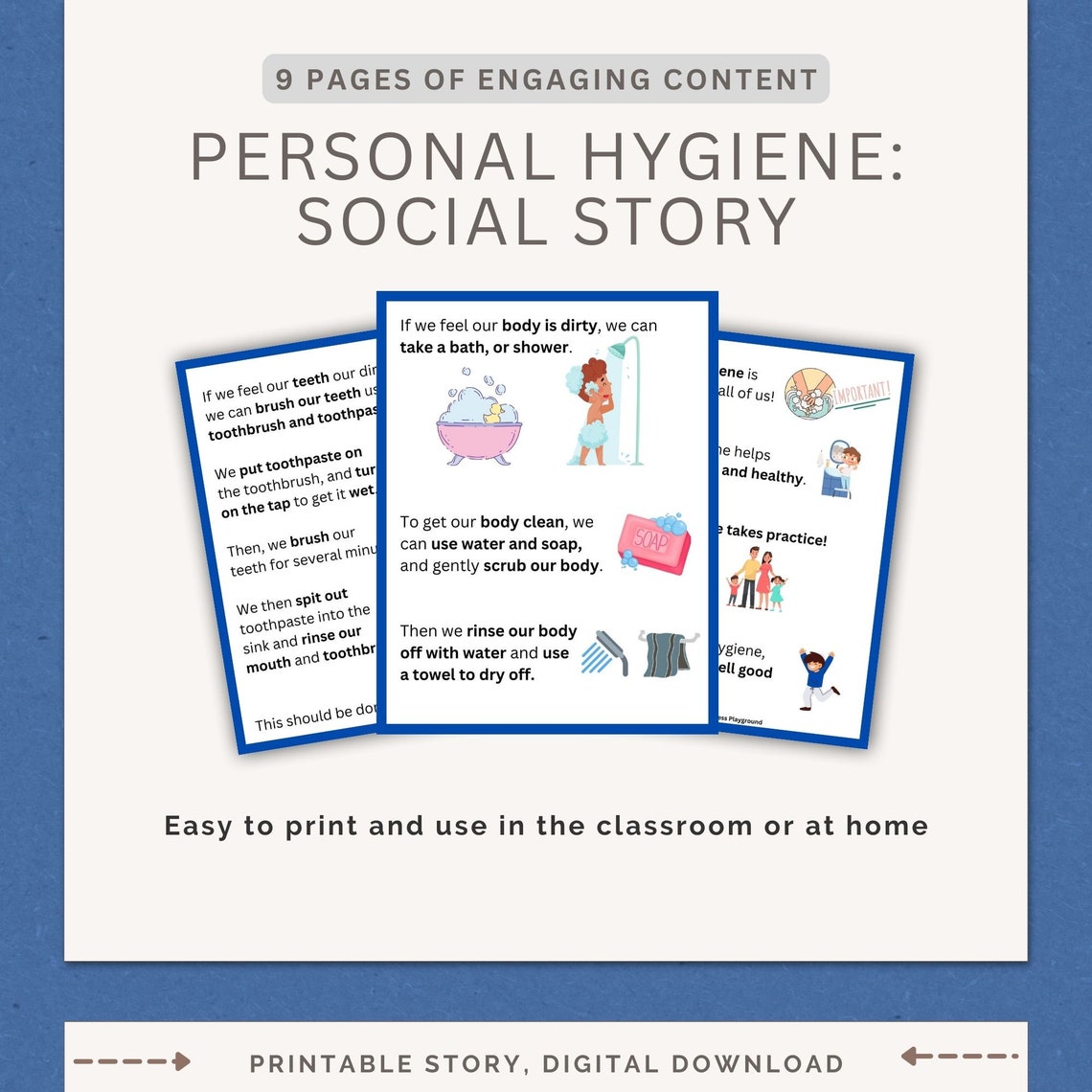 Personal Hygiene Social Story Printable Digital Social Story Classroom ...