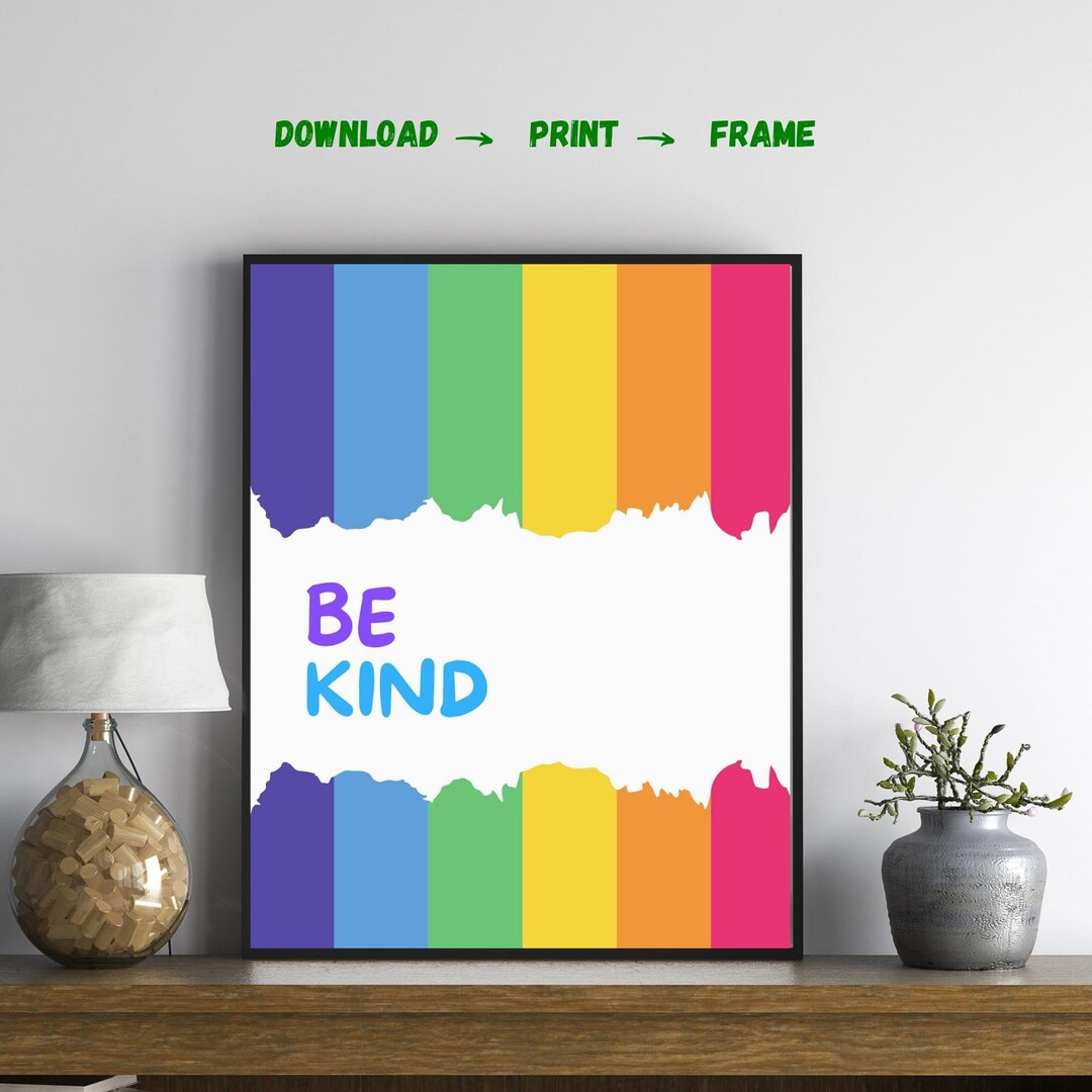 Be Kind | Kindness Wall Decor | Printable Art | Inspirational Art ...