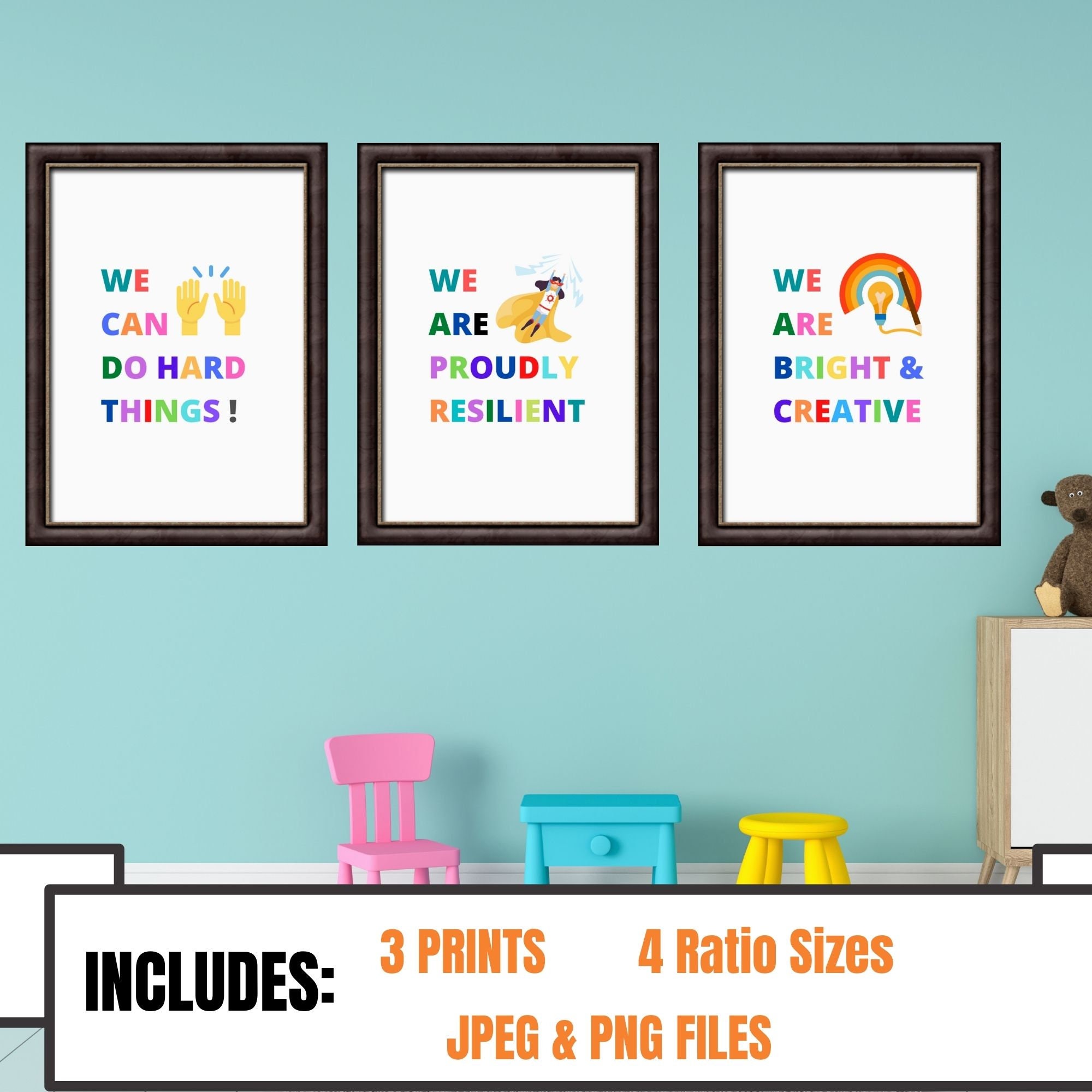 Inspirational Classroom Poster Set: Kids Digital Prints (3 Images) - Etsy