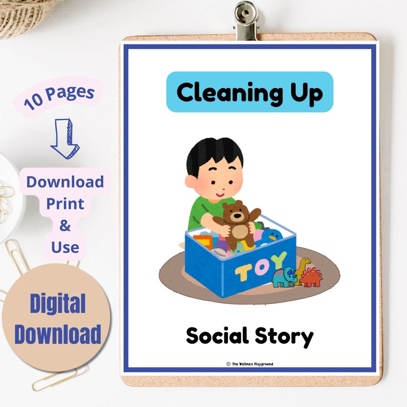 Printable Social Story for Kids About Cleaning up and Responsibility ...