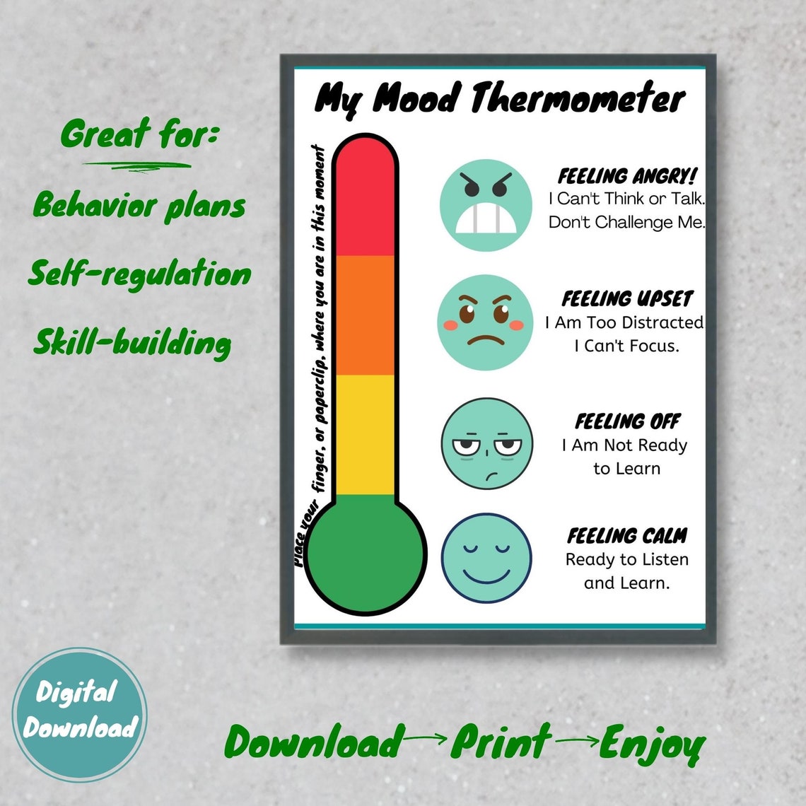 Mood Feelings Scale Behavior Rating Behavior Strategies Classroom ...