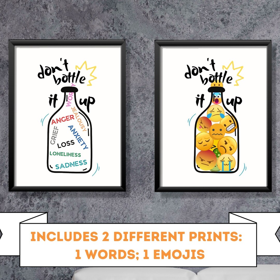 Mental Health Art Print: Don't Bottle It Up, Counselor Decor (digital ...