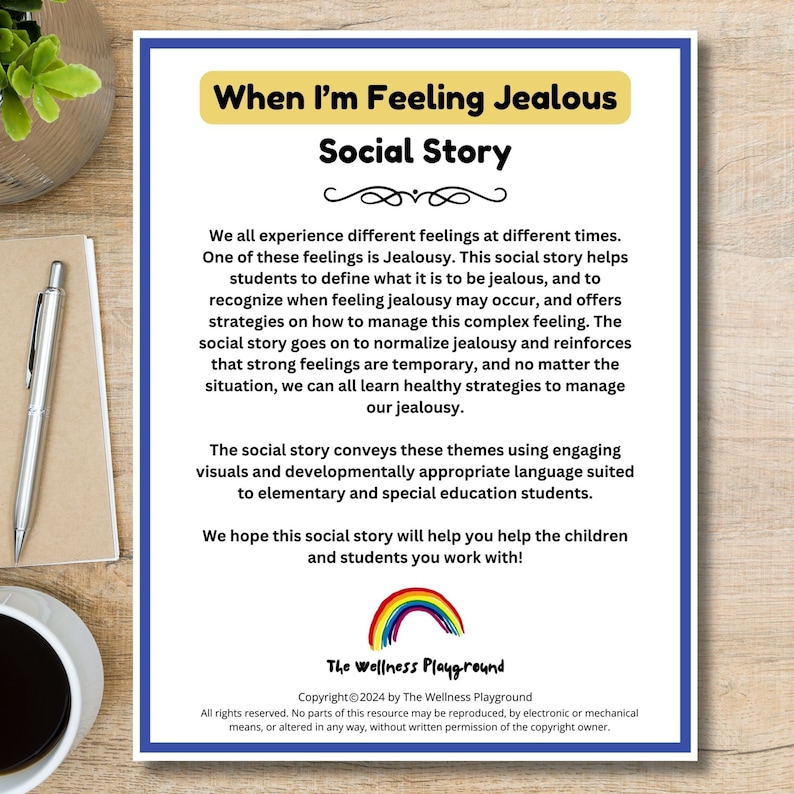 Social Story When I'm Feeling Jealous, Jealousy Social Story, Social ...