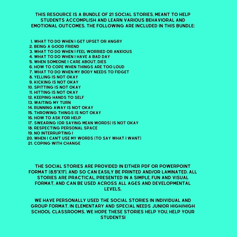 Social Stories Bundle | Printable Social Stories | Special Education ...