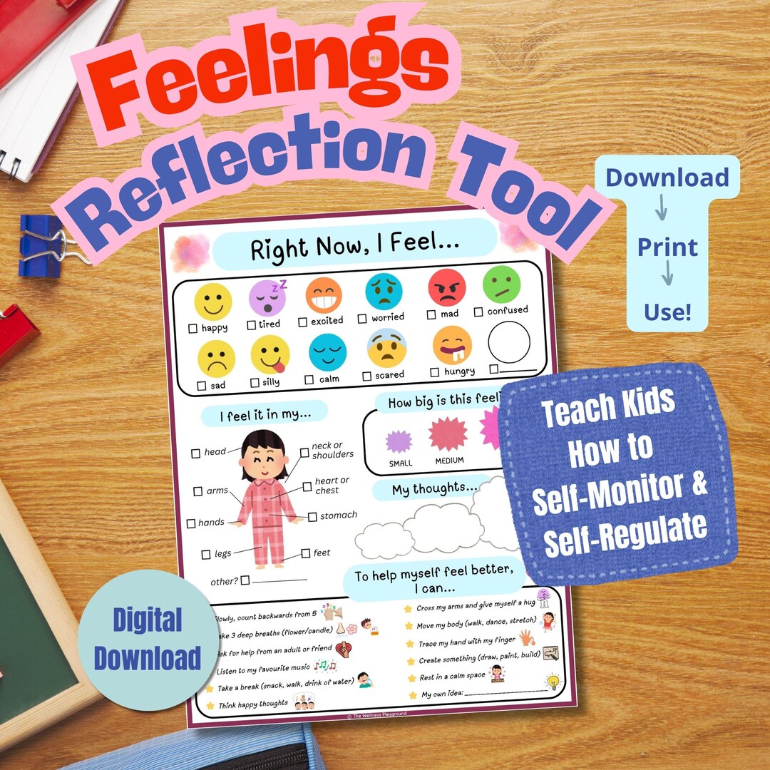 Feelings Reflection Tool | Emotional Check-in Poster | SEL Calm Down ...