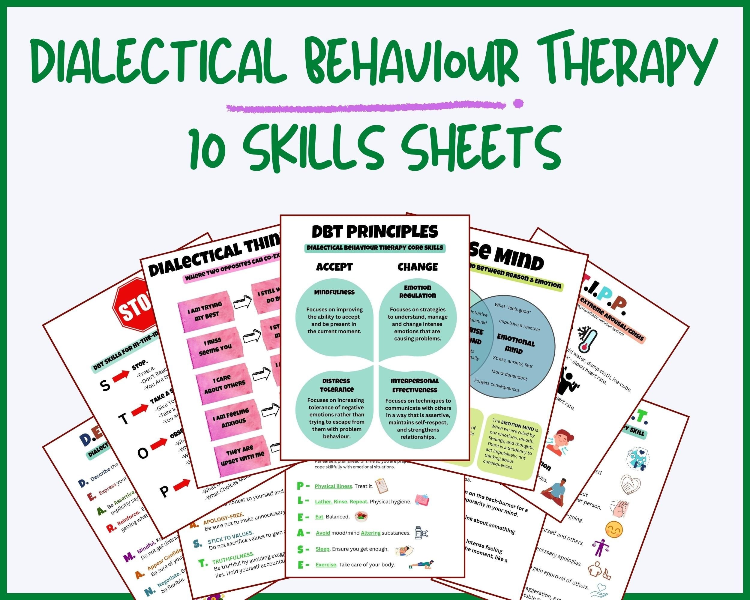 DBT Skills Sheets | Dialectical Behaviour Therapy | DBT Strategies ...