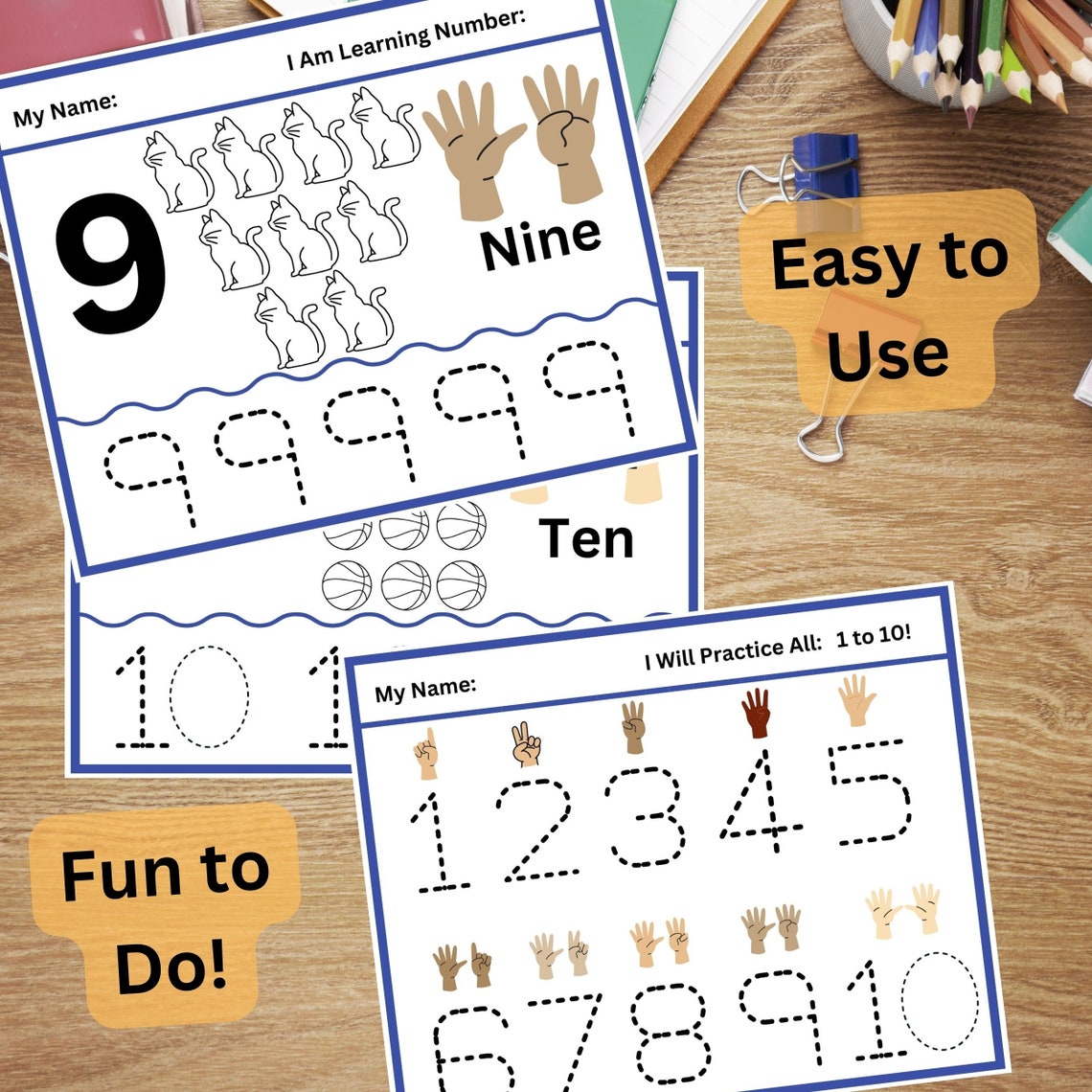 Learning Numbers 1 to 10 Counting and Writing Practice Numbers 1 to 10 ...