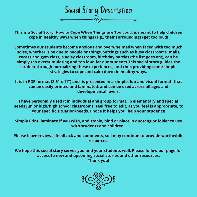 Social Story: How to Cope When Things Are Too Loud | Printable Social ...
