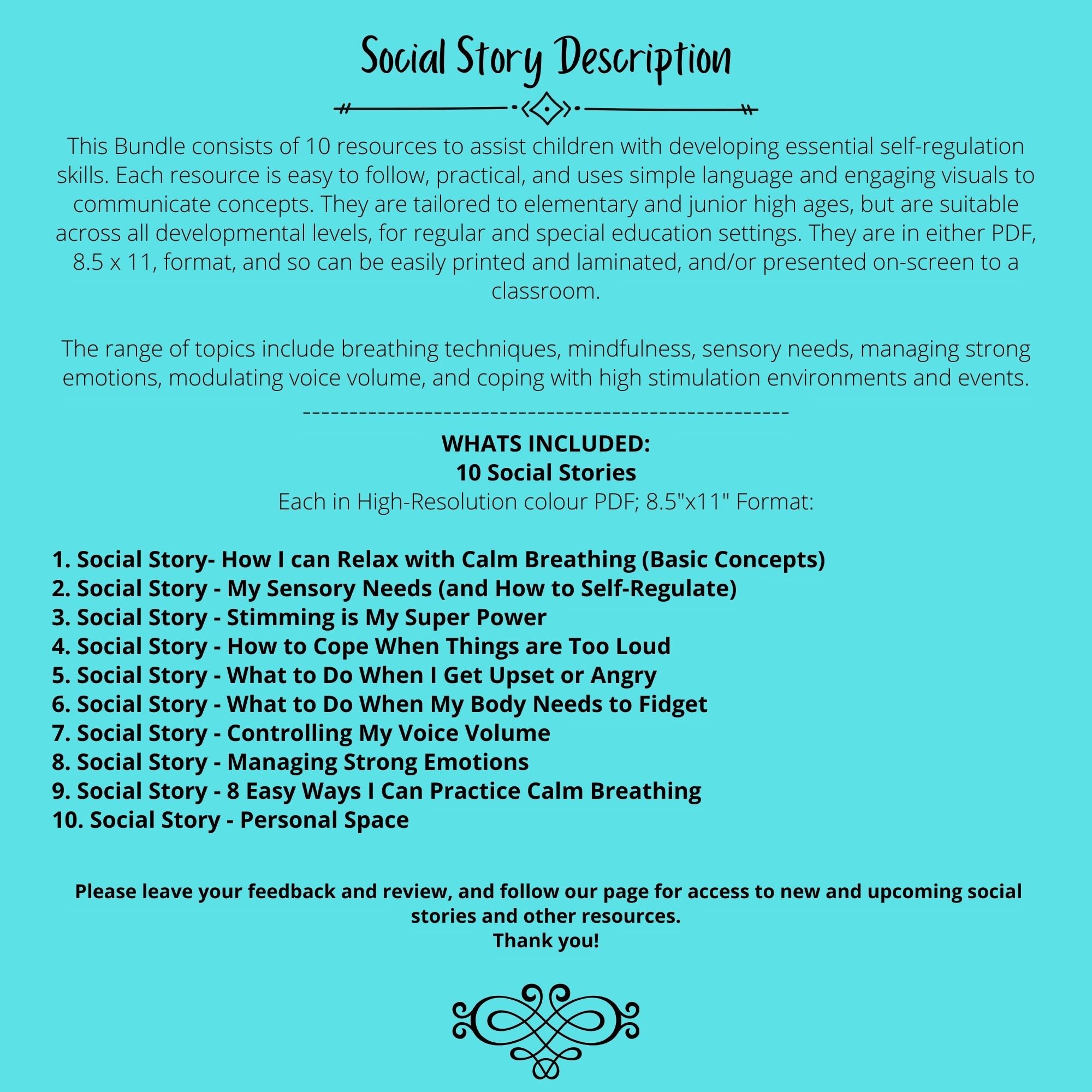 Social Story Bundle on Self-regulation Skills | Printable Social ...