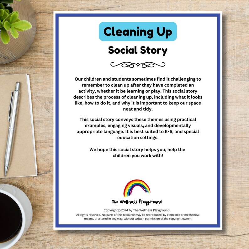 Printable Social Story for Kids About Cleaning up and Responsibility ...