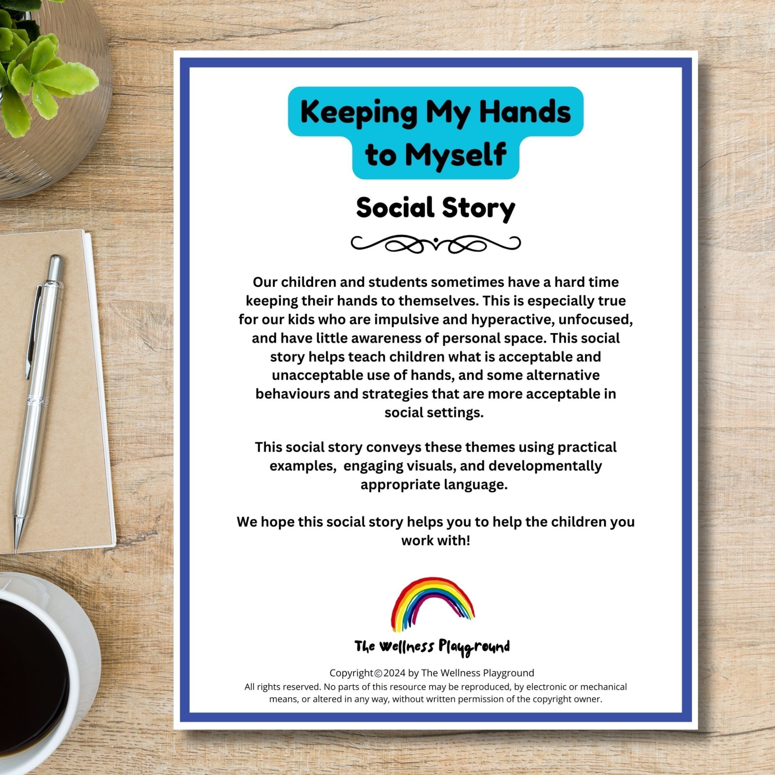 Social Story About Personal Space for Kids, Keeping Hands to Self ...