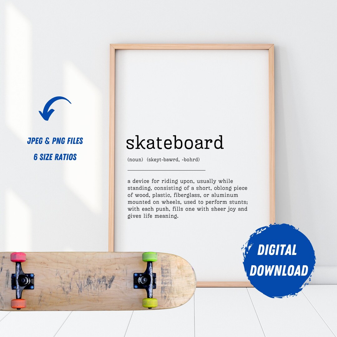 Skateboard Definition Print | Skateboarding Wall Art | Skateboard ...
